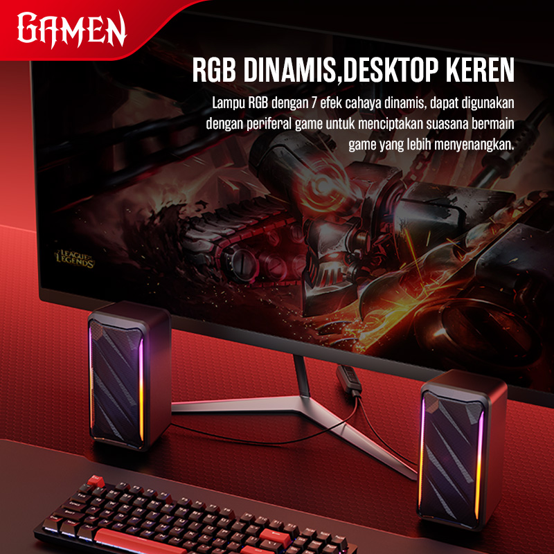 Jual GAMEN Speaker Bluetooth Super Bass PC Gaming Surround Sound GS7 7 RGB Mode Bluetooth 5.3 ...