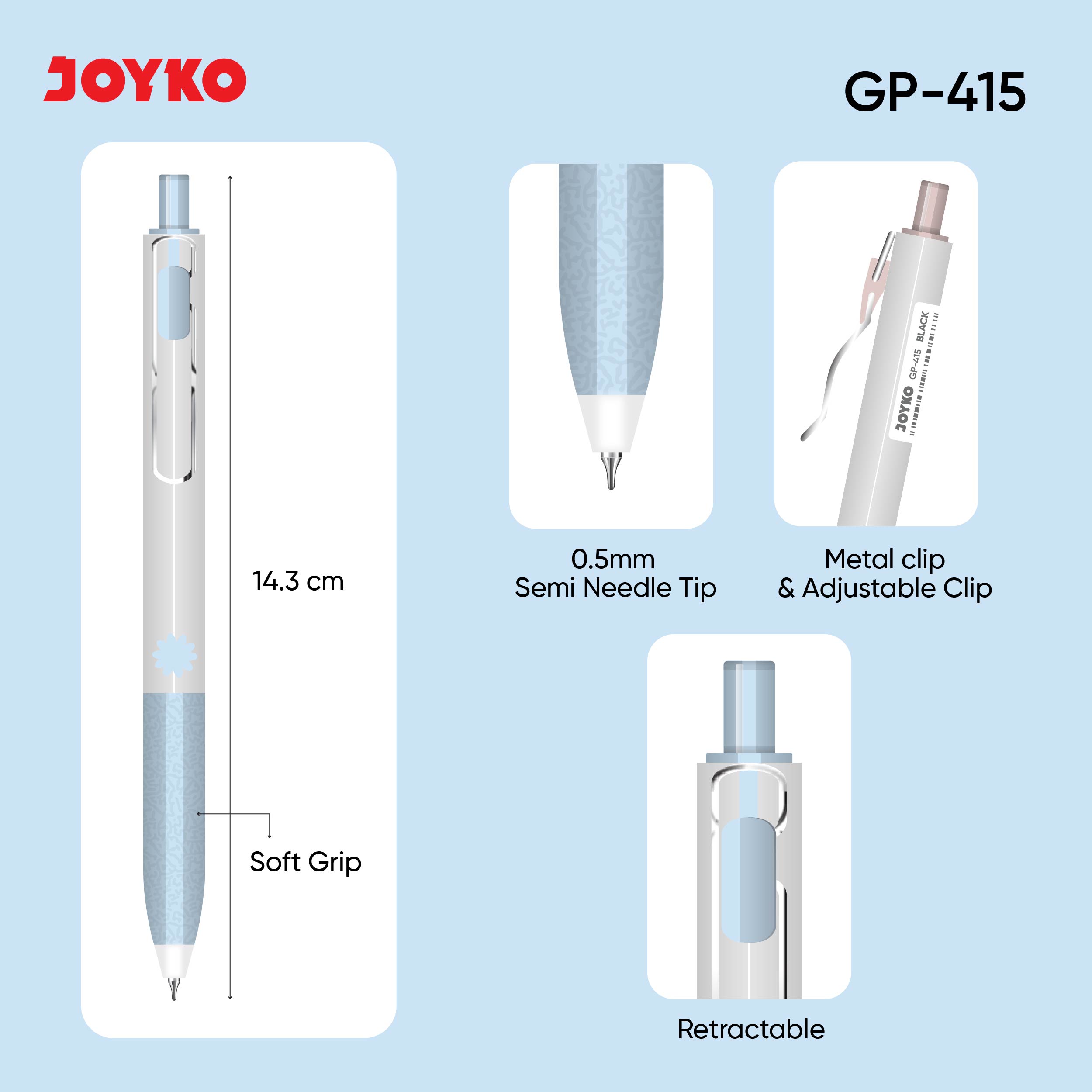 Jual Gel Pen Pulpen Pena Joyko GP-415 Jumbo Refill Gel 0.5 mm | Shopee ...