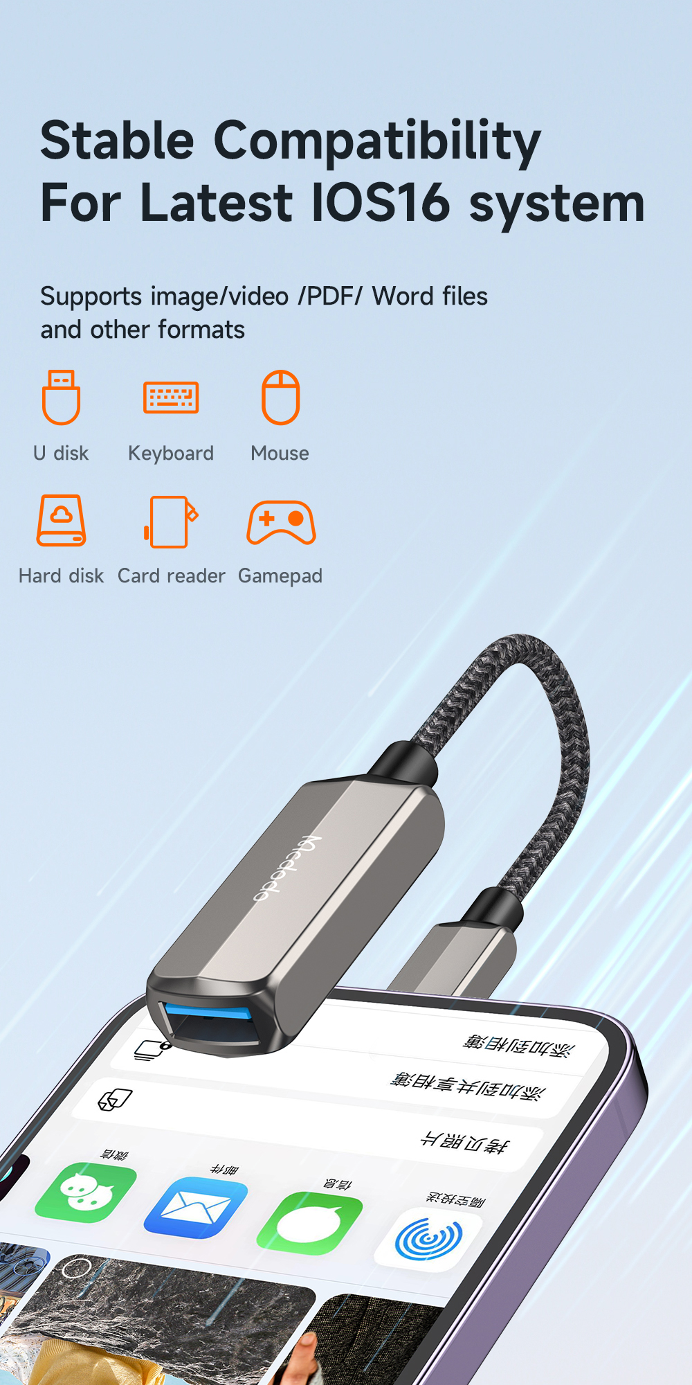 Jual MCDODO OTG Adapter For iPhone USB 3.0 to Lightning Support Hardisk ...