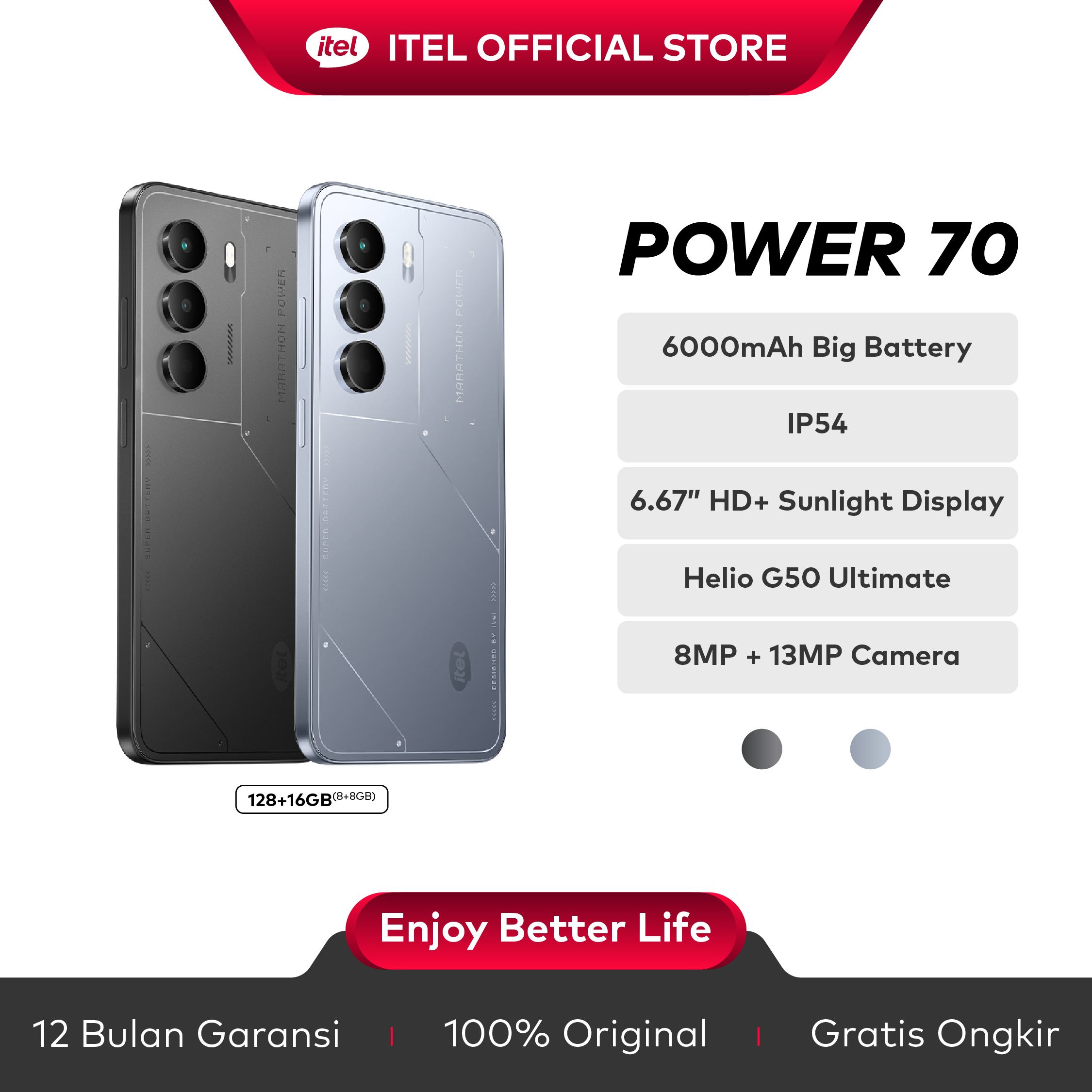 Jual itel P70 RAM 8+8/128GB - Big Battery 6000mAh - 6.67"HD + Sunlight ...