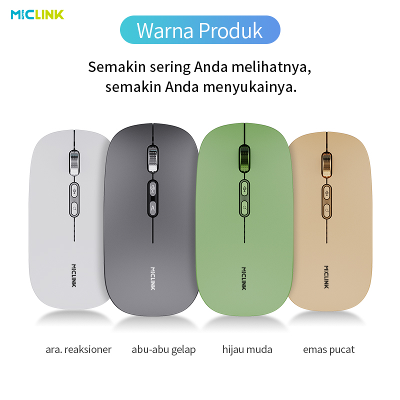 Jual MICLINK - M108 Mouse AI Silent Click / Wireless Bluetooth Mouse | Shopee Indonesia