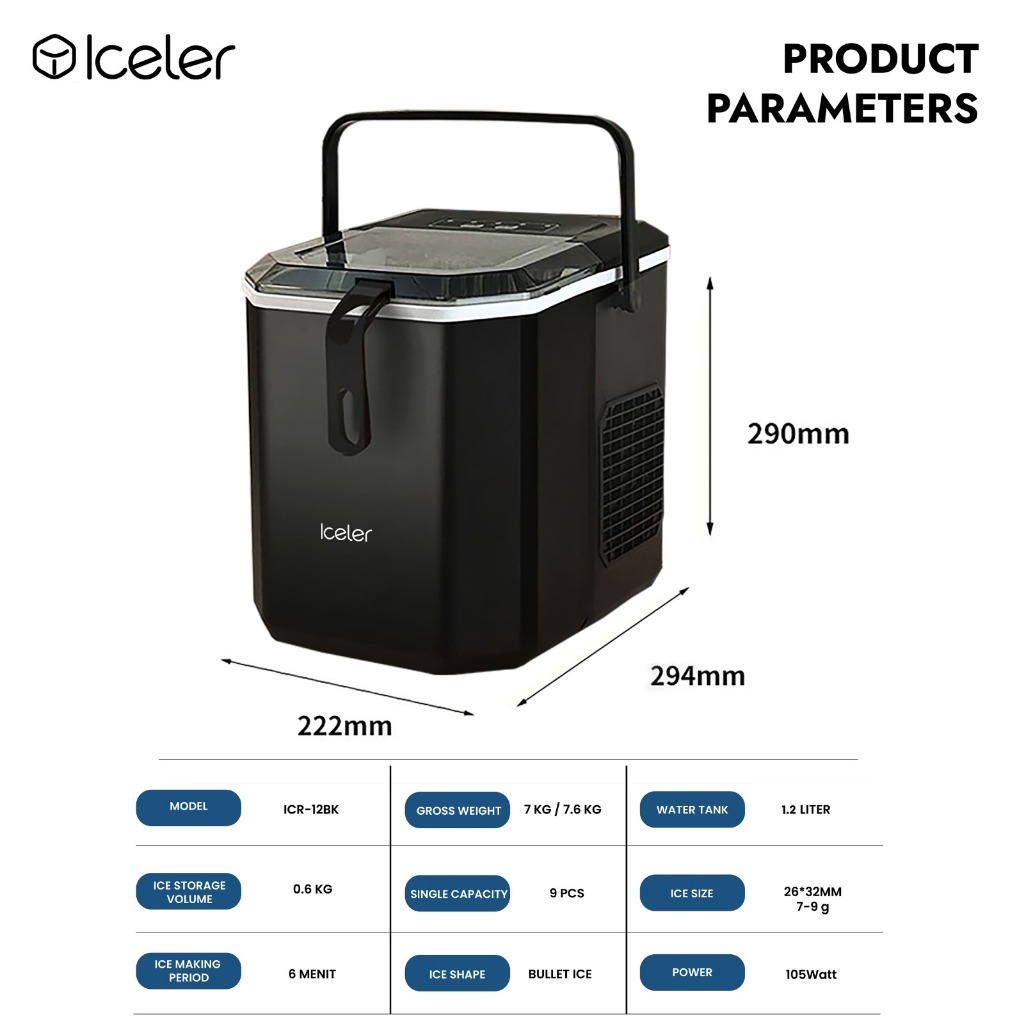 Jual Iceler Mesin Es Portable Ice Maker 12 Kg per Hari dengan 2 Handle ...