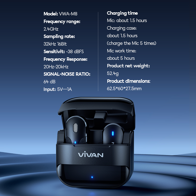 Jual VIVAN Wireless Microphone VWA-M8 | High Quality Sound Recording ...