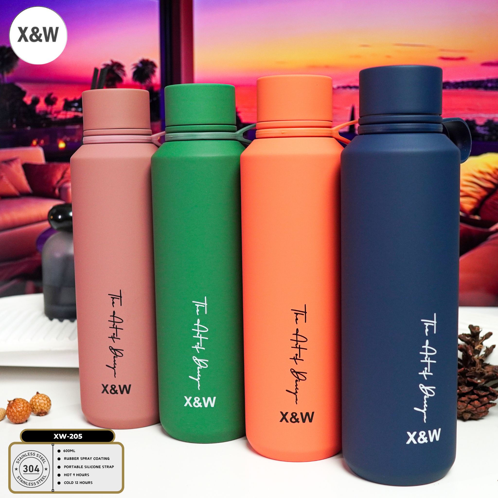 Jual X&W Botol Minum Stainless XW-205 Tumbler Vacuum Flask Silk ...