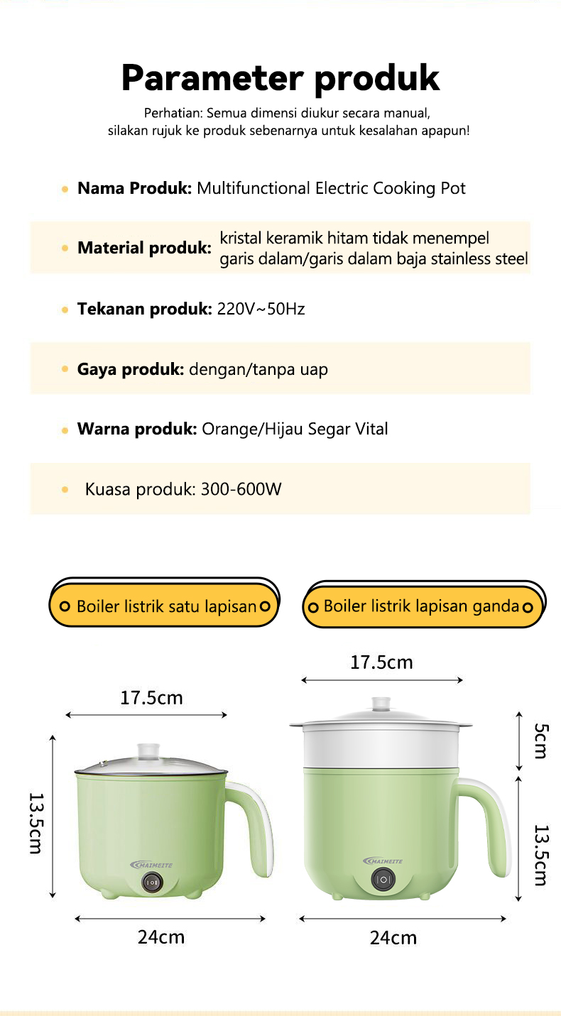 Jual MAIMEITE MINI Panci Listrik Serbaguna 1.8L/Electric Cooker MINI ...