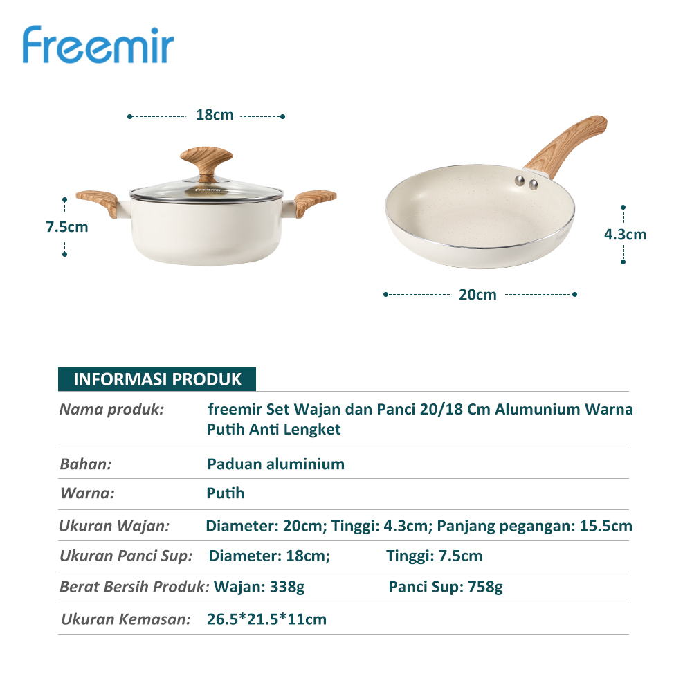 Jual [FLASH SALE] freemir Wajan Panci Set Anti Lengket Warna Putih ...