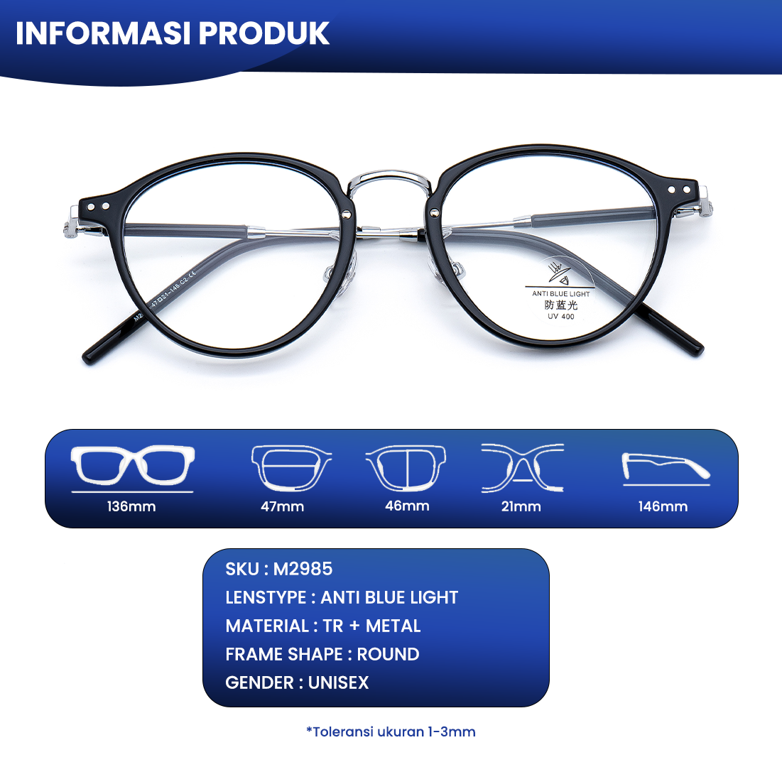 Jual IOOI Kacamata Fashion Terbaru Photocromic Bulat MetalTR Anti Radiasi Blueray Pria Wanita ...