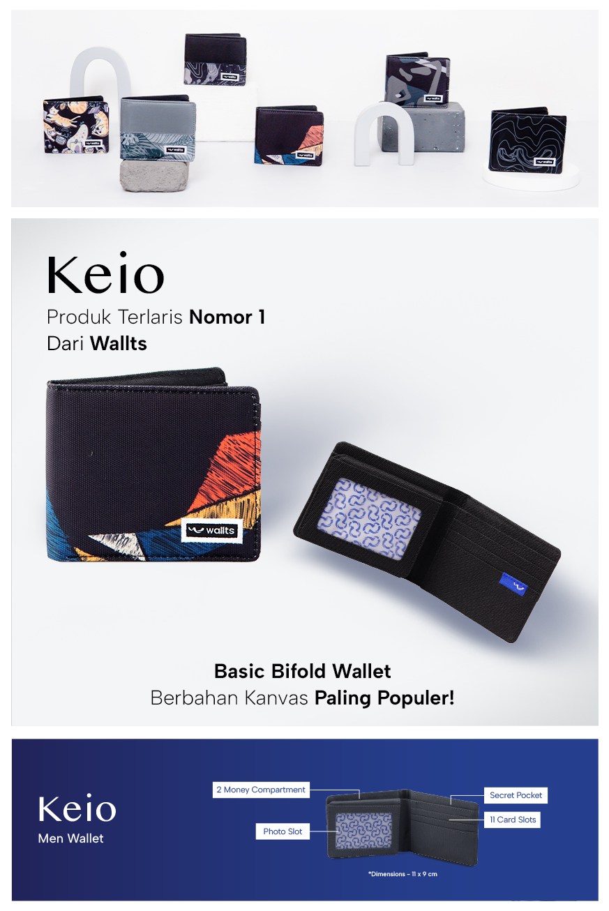 Jual Wallts Dompet Lipat Kanvas Pria Anti Air - Keio Motif | Shopee Indonesia