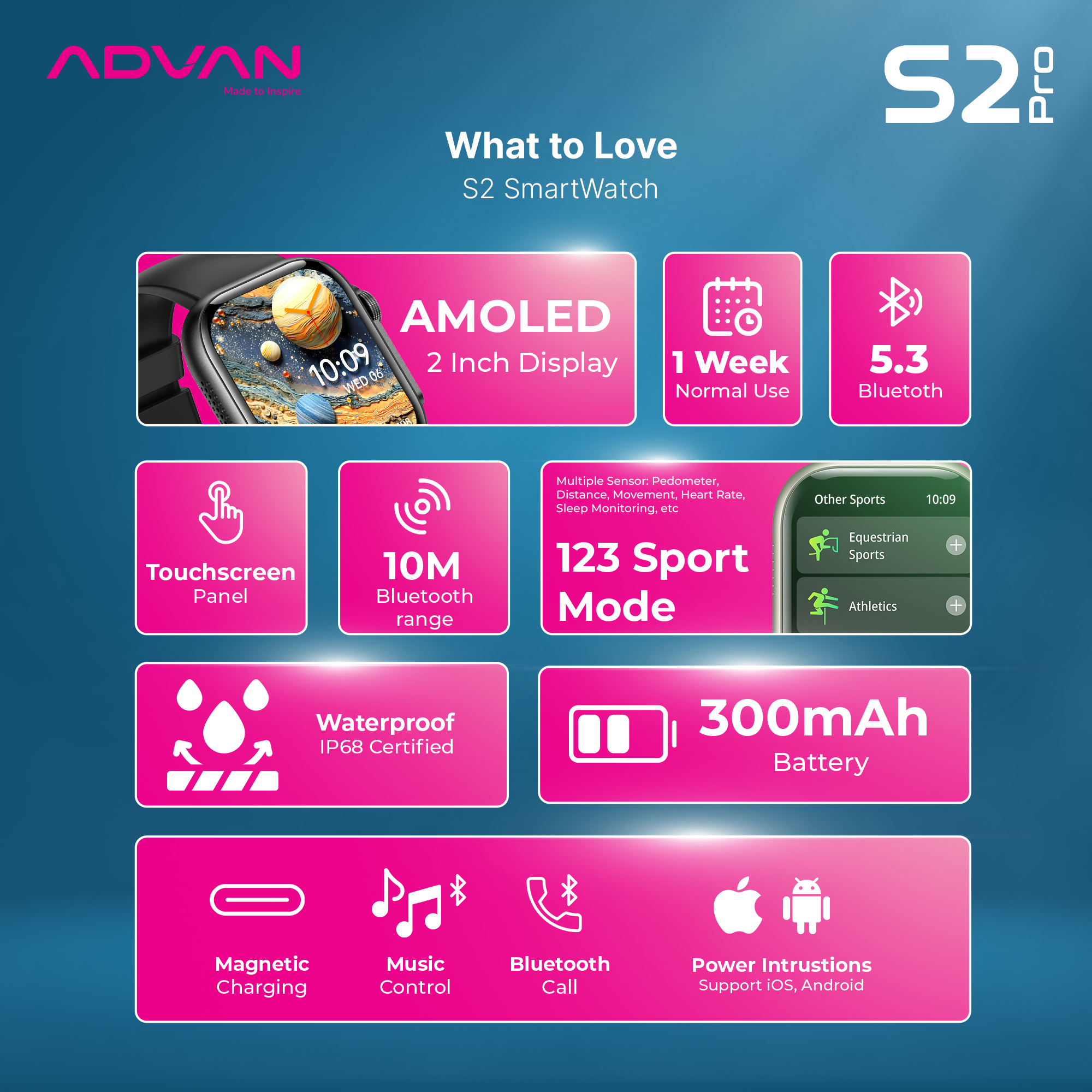 Jual ADVAN Smartwatch S2 Pro | AMOLED 2 Inch" | Clear Display ...