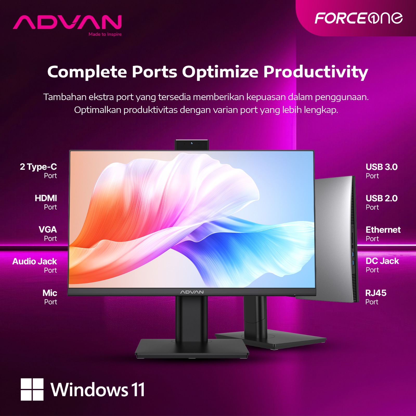 Jual ADVAN Force One PC All in One PC AIO Ryzen 5 6600H 8GB 512GB 99% ...