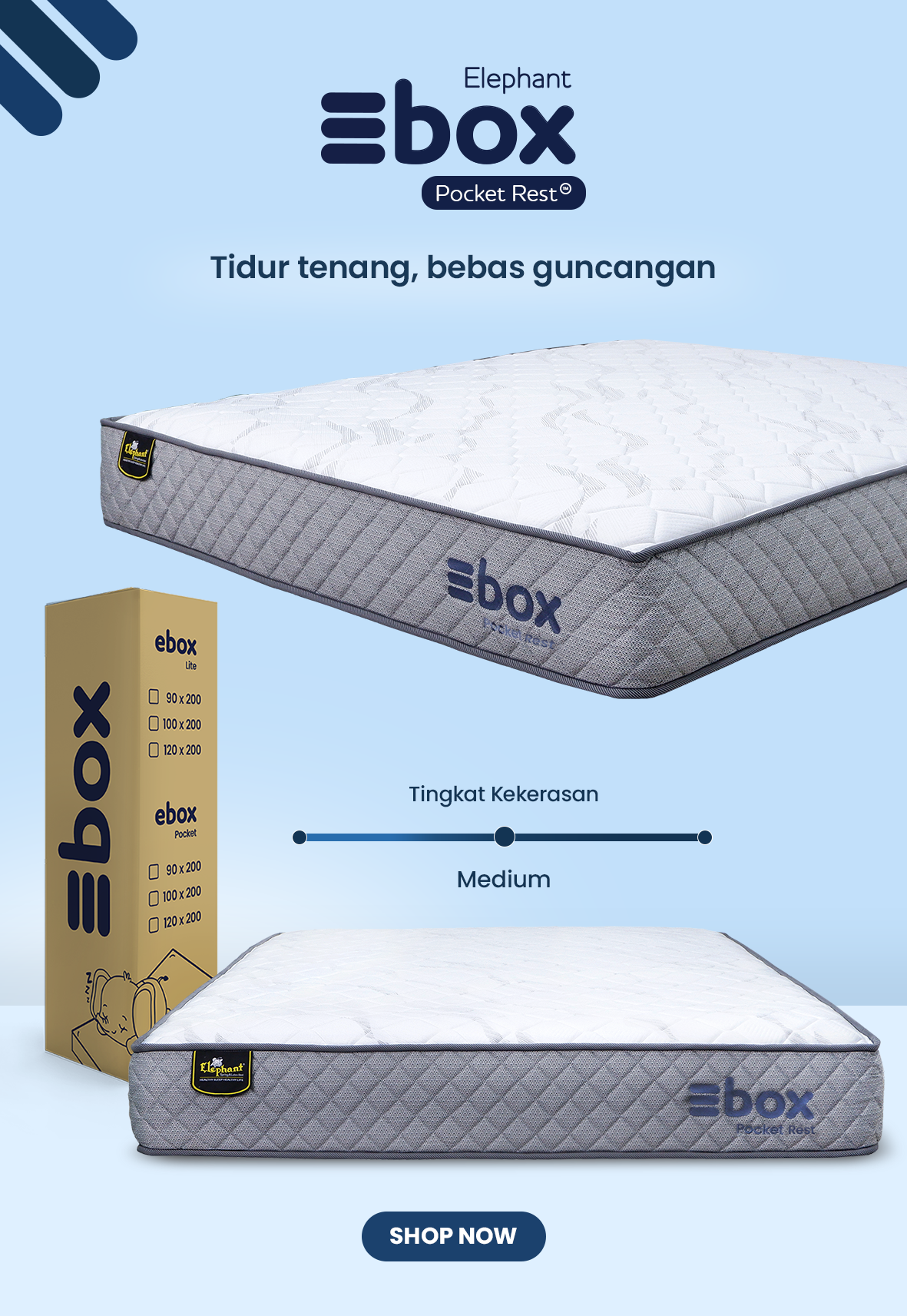 Jual Elephant Ebox PocketRest Pocket Spring In A Box | Shopee Indonesia