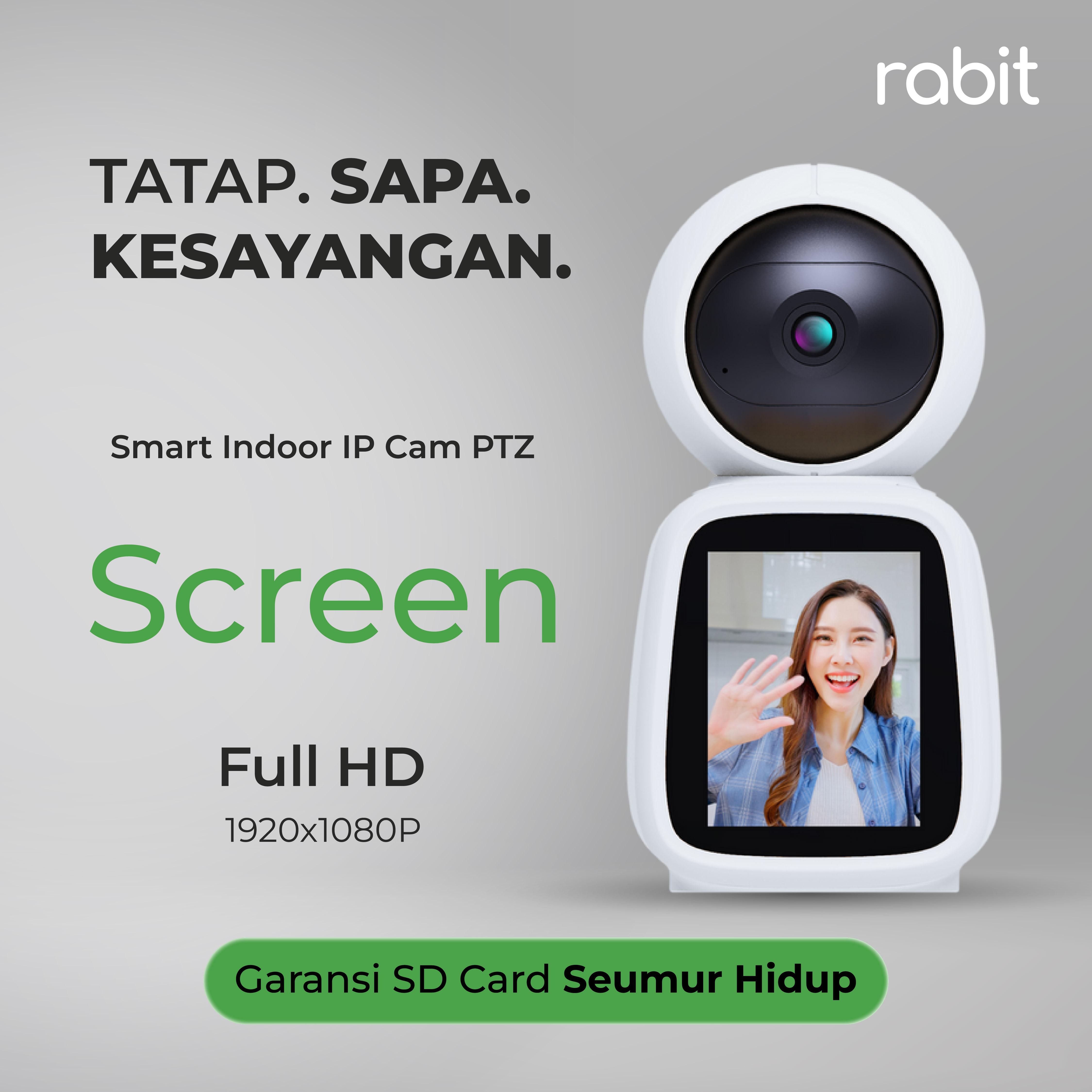Jual RABIT SMART IP CCTV WIFI CAMERA INDOOR PTZ SCREEN FULL HD 2 MP TWO WAY VIDEO CALL | Shopee ...