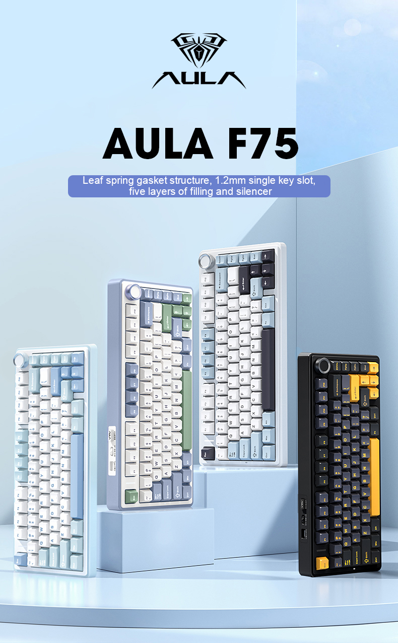 Jual AULA F75 Wireless Mechanical Keyboard – Linear Switch, Hot ...