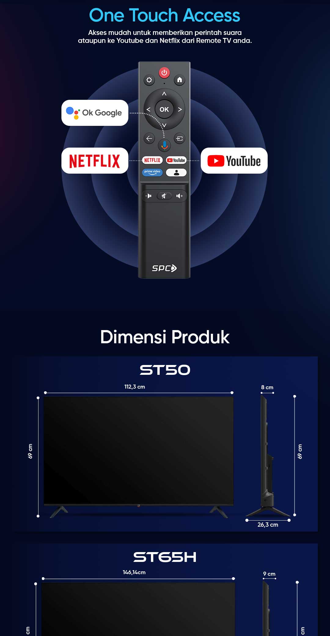Jual SPC ST65 - Google TV 65 inch 4K UHD | Dolby Audio | Google ...