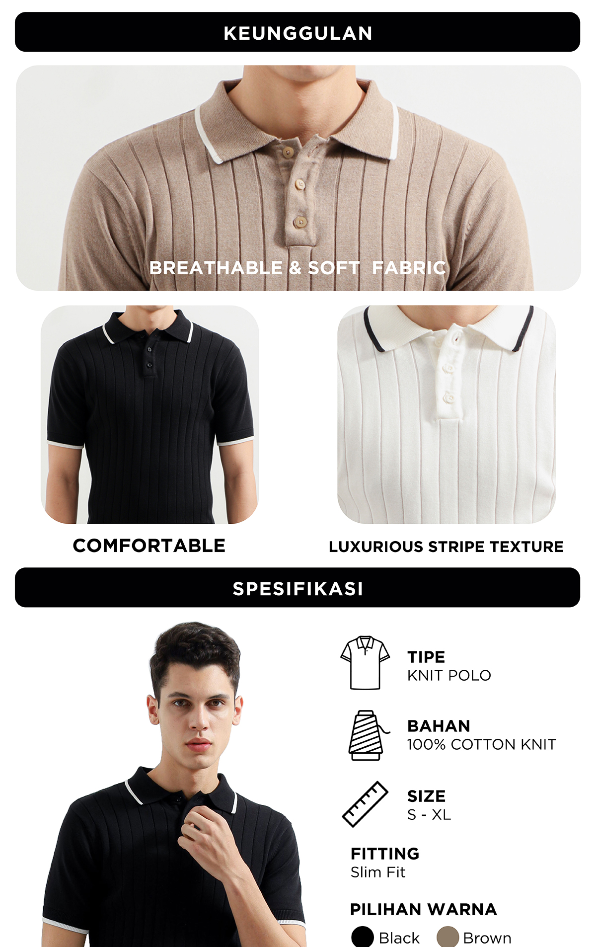 Jual Smith Berlin Polo Pria Lengan Pendek Rajut Kyler Knit Slim Fit ...