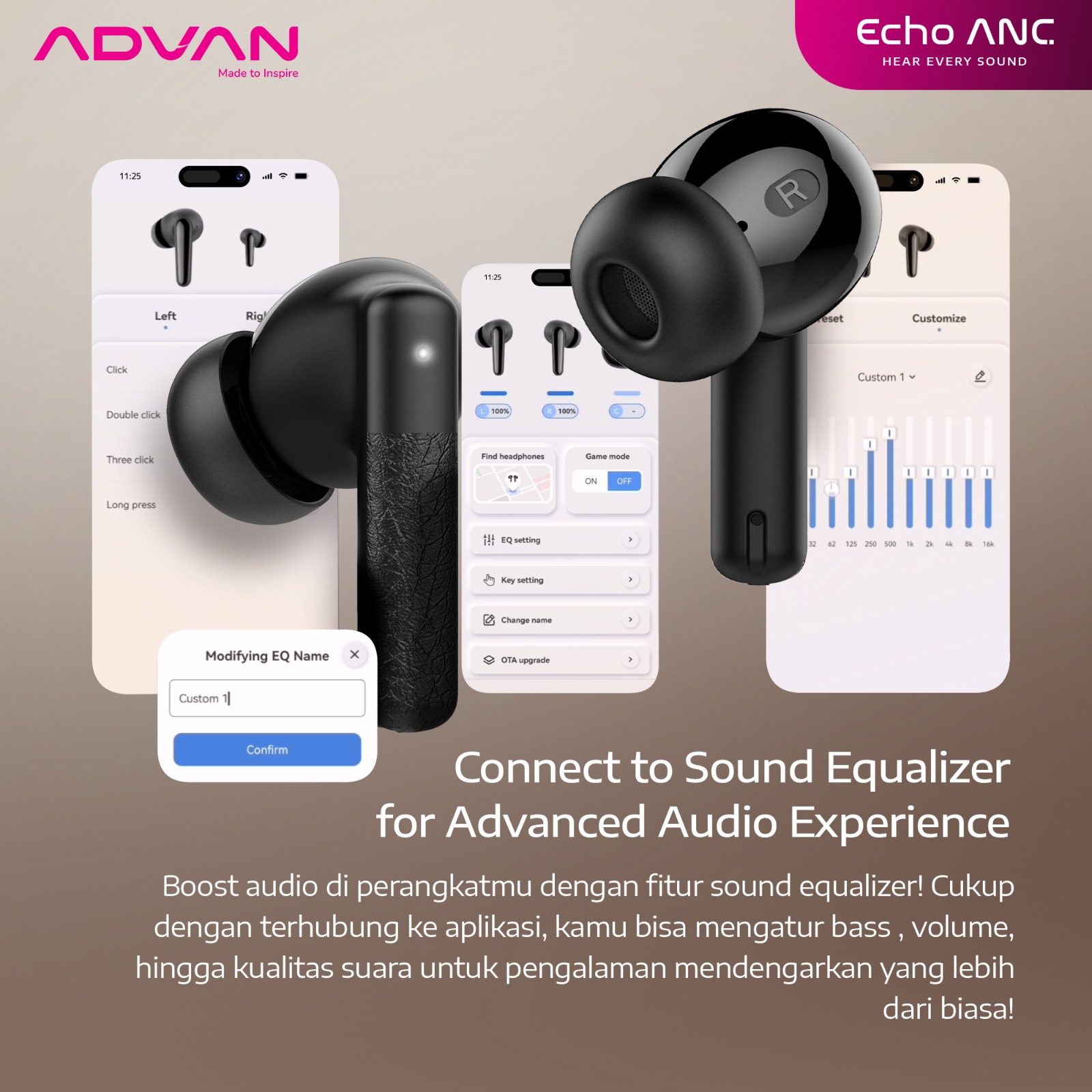 Jual [NEW LAUNCH] ADVAN TWS Echo ANC Bluetooth 5.4 Low Latency Active ...