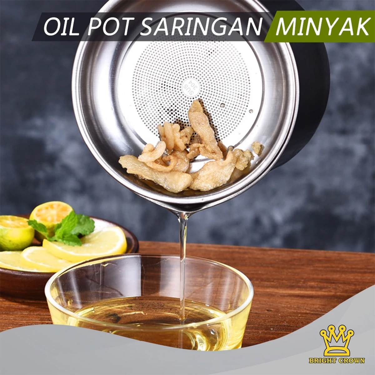 Jual BrightCrown 1,3Liter Tempat Saringan Oil Pot Minyak Bekas Gorengan ...