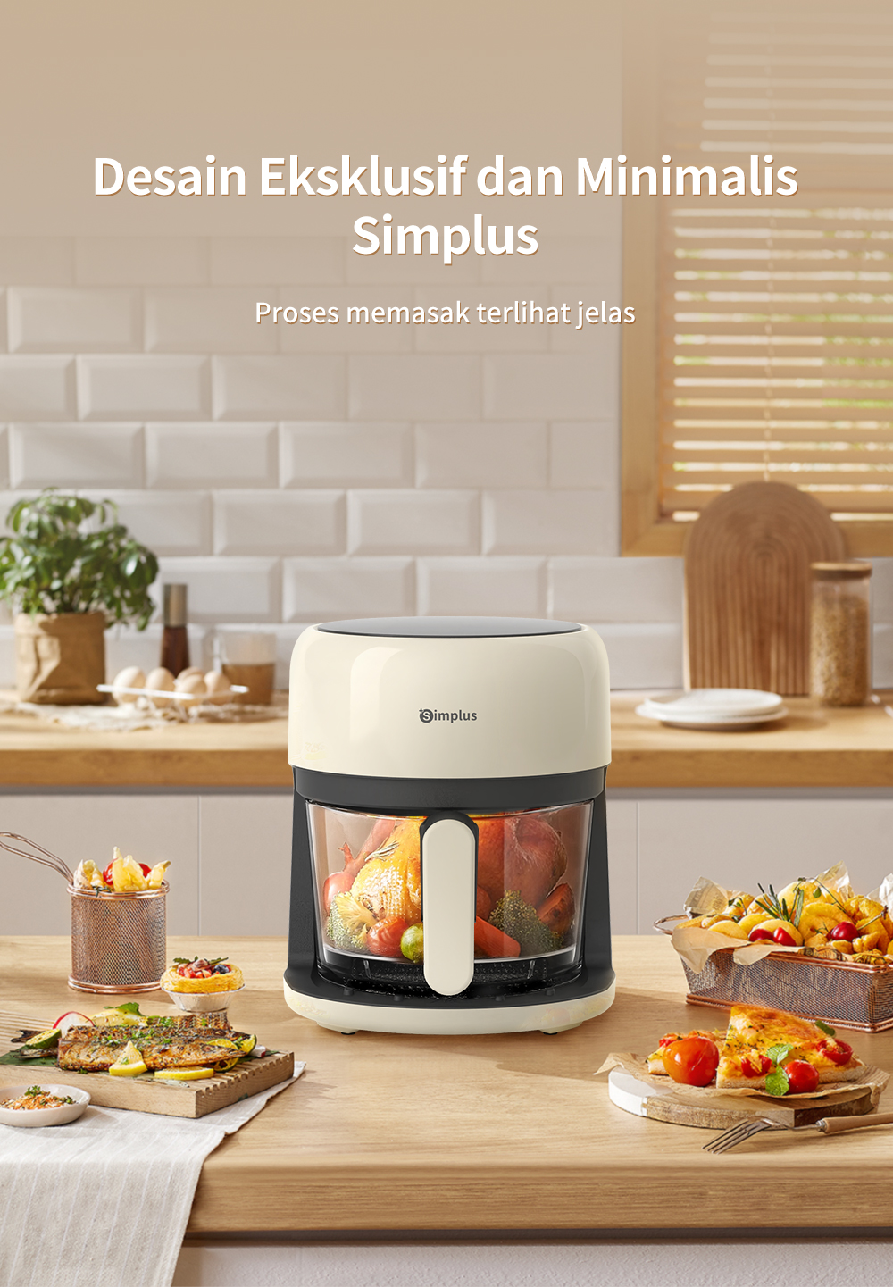 Jual Simplus Air Fryer Penggorengan Udara Kapasitas 3.5L 360° Panoramic Window | Shopee Indonesia