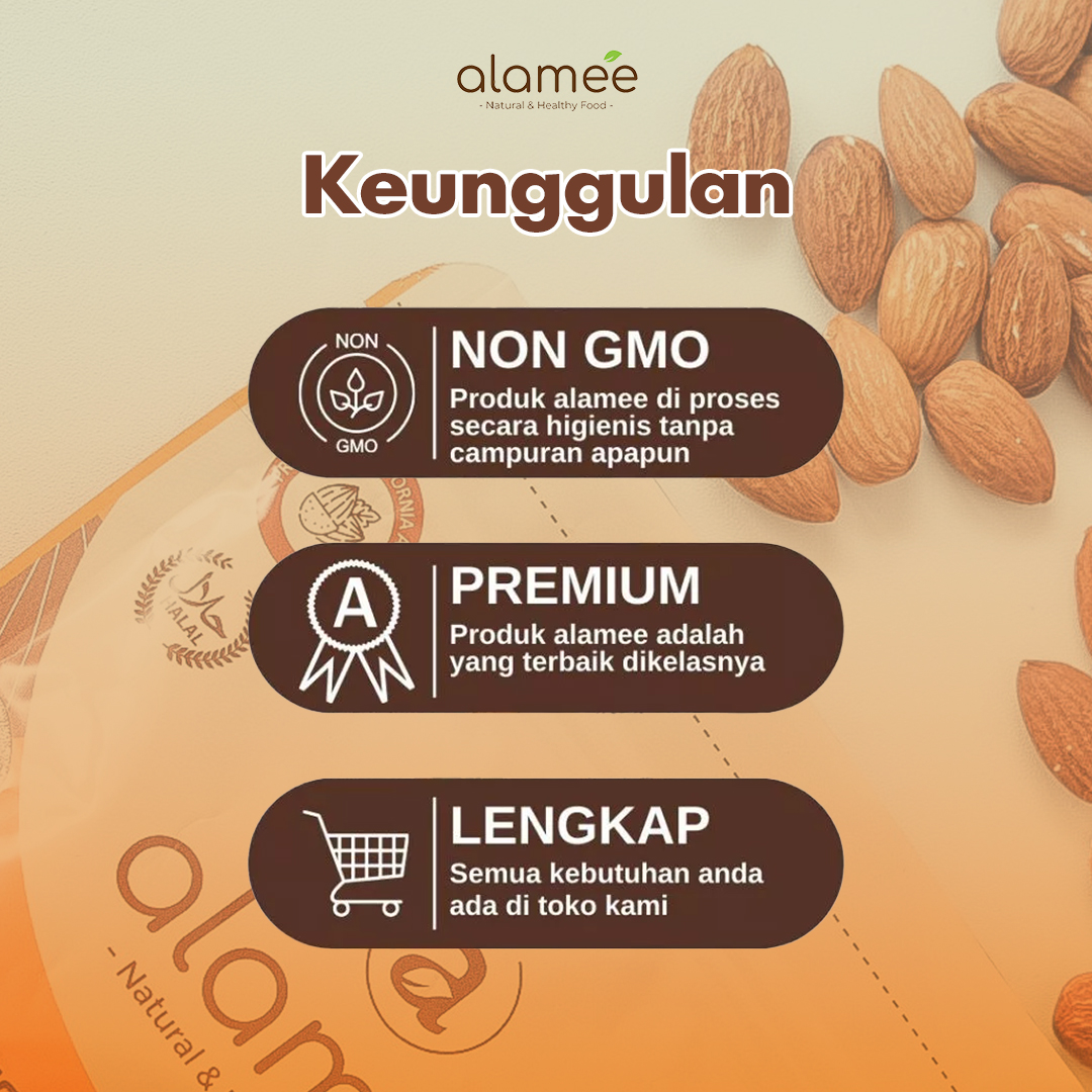 Jual ALAMEE Kacang Almond Panggang Premium Roasted Almon Grade A ...
