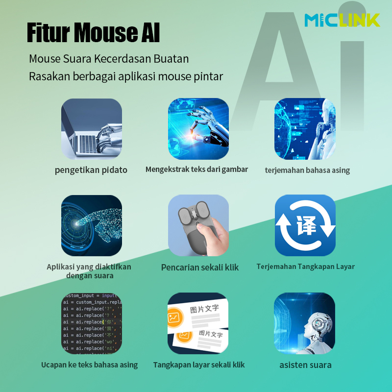 Jual MICLINK - M7 Mouse AI Silent Click / Wireless Bluetooth Mouse ...