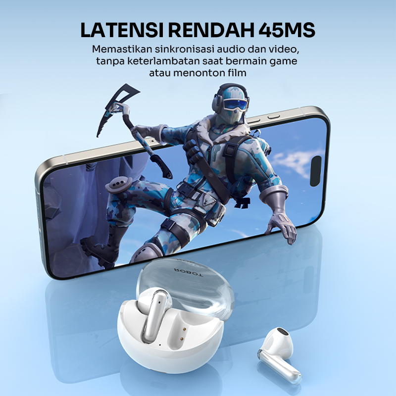 Jual ROBOT TWS True Wireless Earphone Bluetooth 5.3 TWS Case Transparan ...