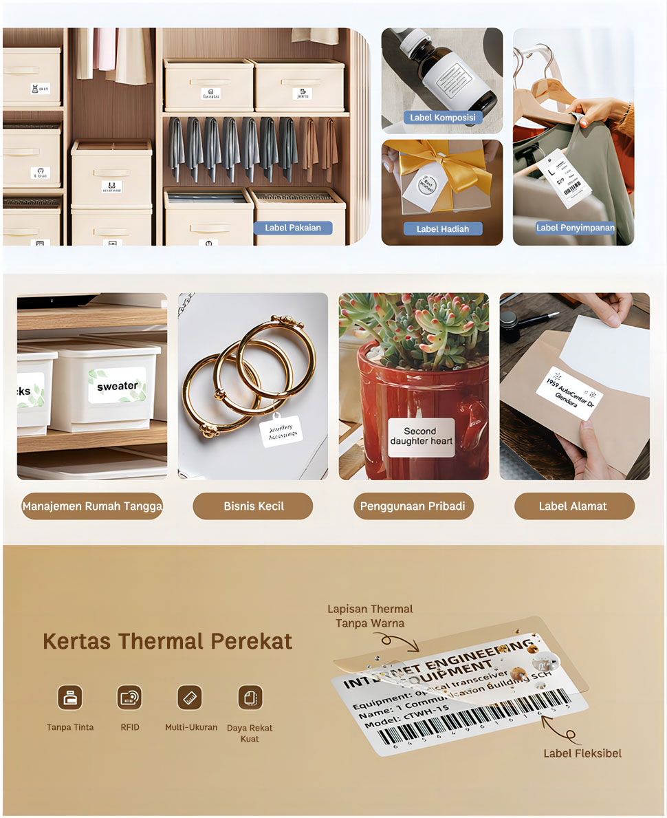 Jual NIIMBOT B21/B1/B3s Kertas Pencetakan Label Transparan Stiker Nama Tahan Air Label Termal ...