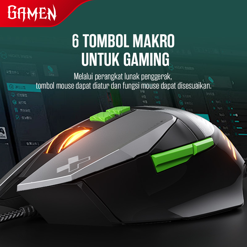 Jual GAMEN Mouse Gaming Kabel GM310 7200 DPI 6 Level DPI 10 Mode RGB 6 Macro Button Sensor ...