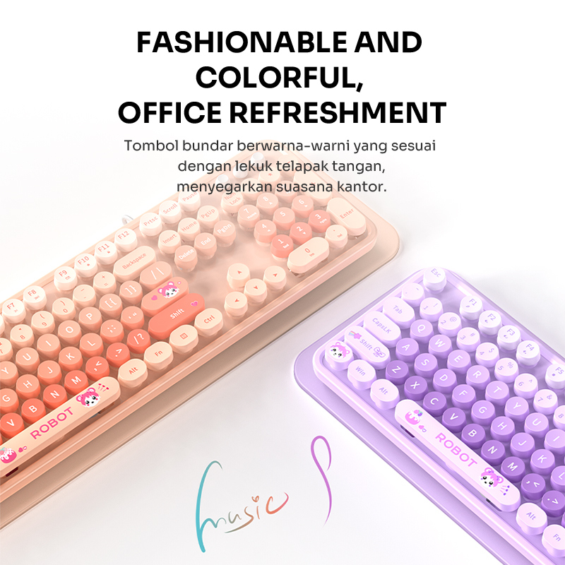 Jual [ GRATIS MOUSE ] ROBOT Wired Keyboard Kabel RK30 Pastel Color Berkabel Portable Tombol Anti ...