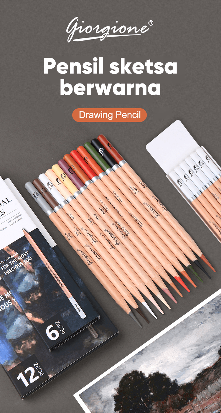 Jual Giorgione Pena Sketsa Warna Sketching Pencils Colored Set 6/12 ...