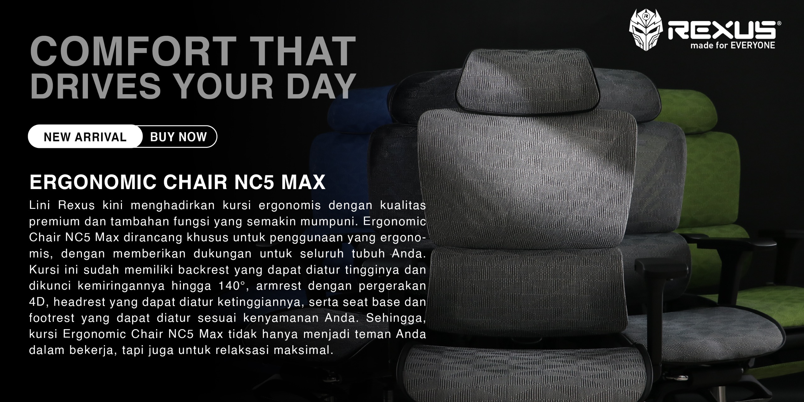Jual Rexus Ergonomic Office Chair NC-5 MAX / NC5 MAX - Furniture Kursi ...