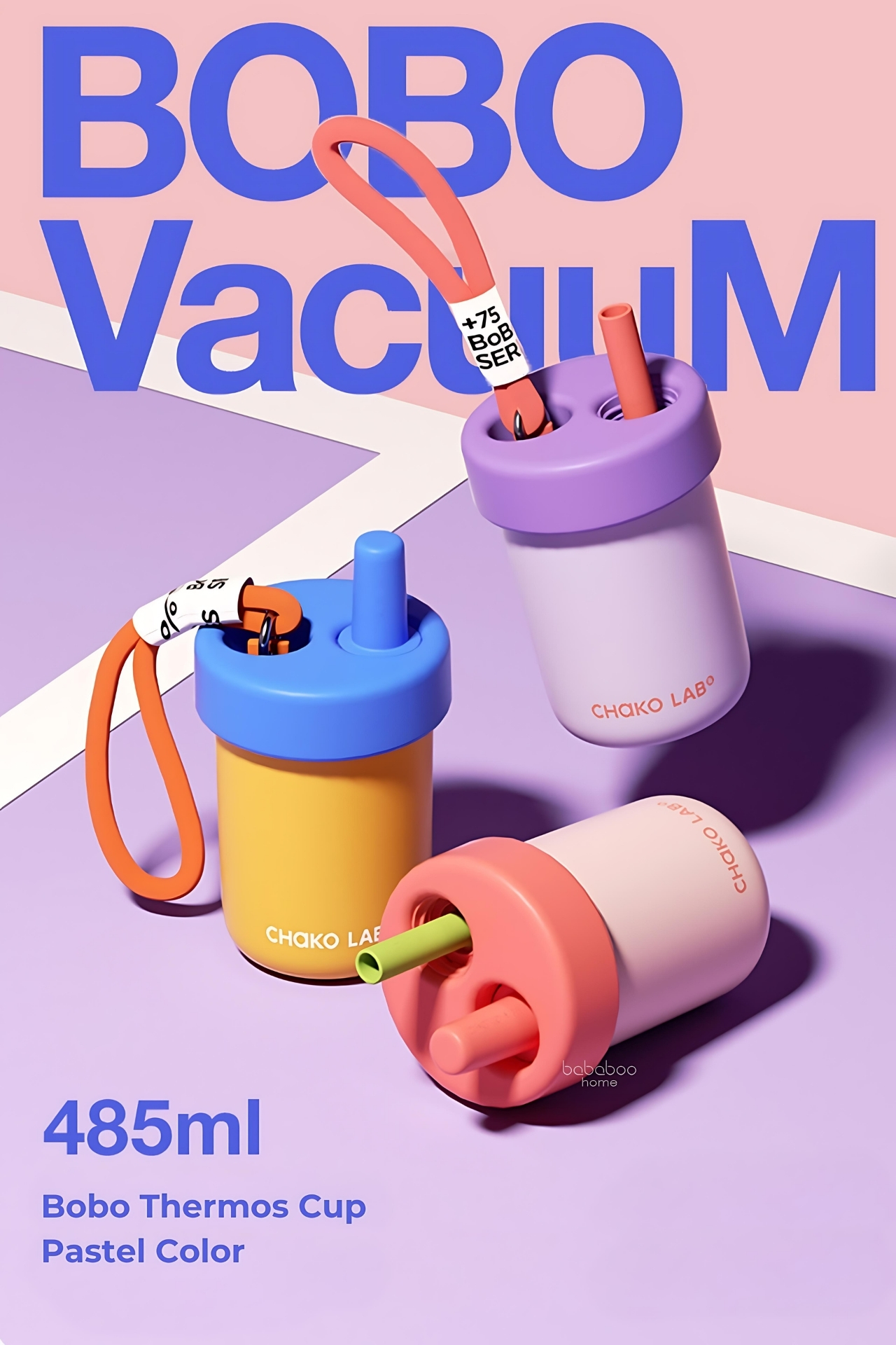 Jual CHAKO LAB Bobo Vacuum Cup Insulated Thermos 485ml - Pastel Pink ...