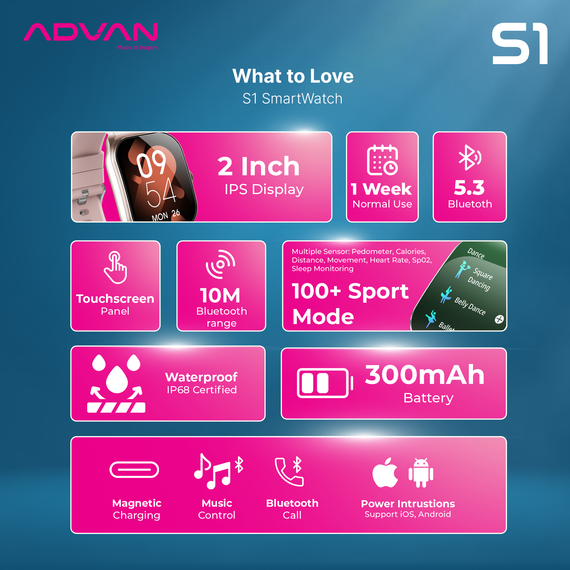 Jual [PROMO SPECIAL] ADVAN Smartwatch S1| IPS 2.01” Curve Display | Ai ...