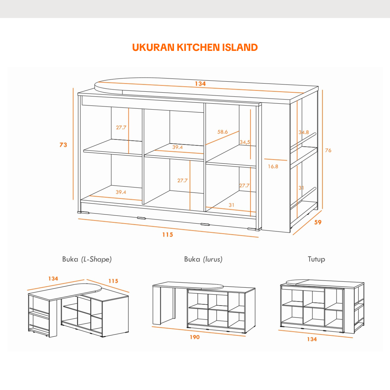 Jual Cubic Meja Dapur Minimalis / Kitchen Island / Meja Makan / ELENA ISD 120 | Shopee Indonesia