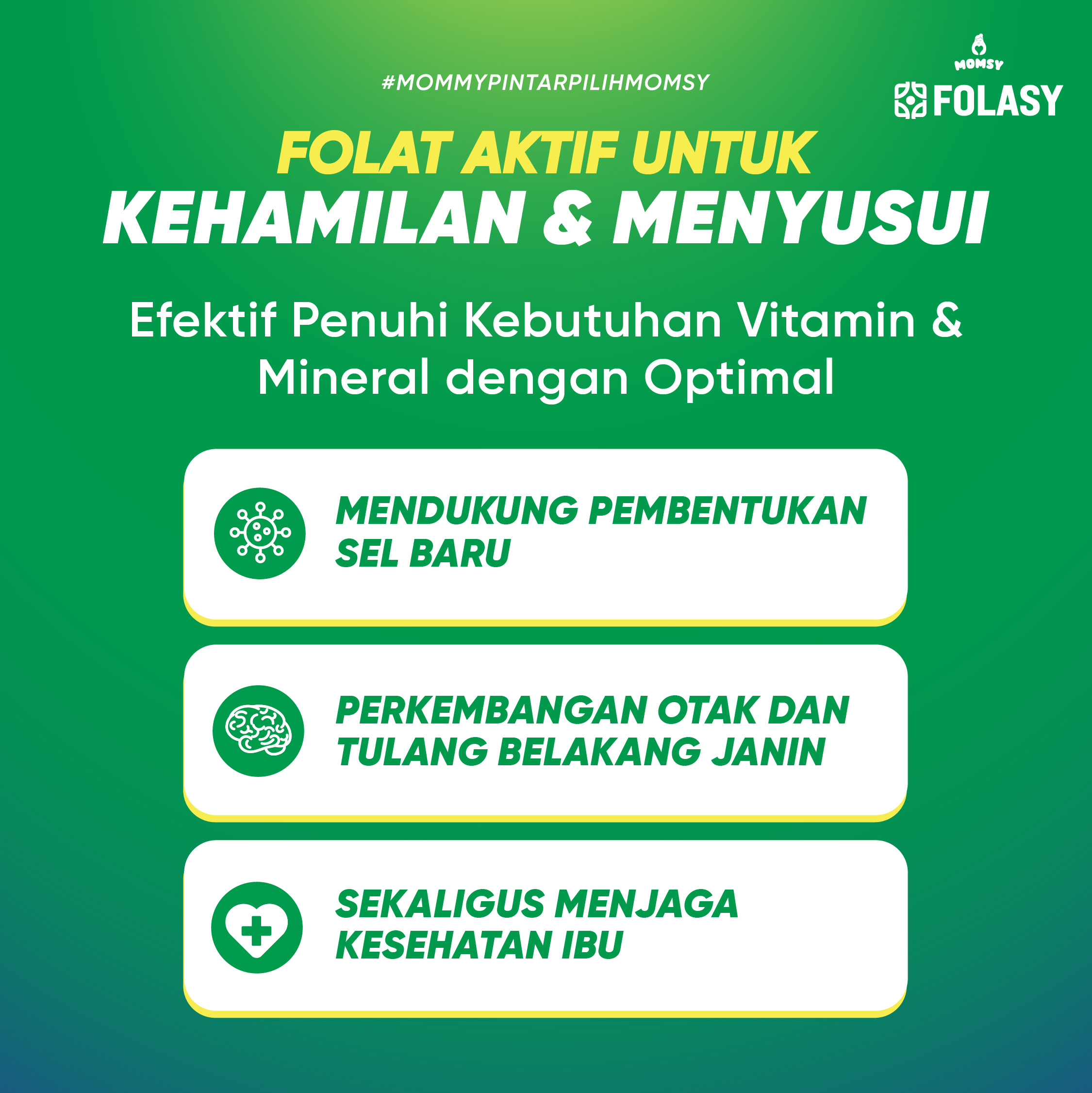 Jual BUY 1 GET 1, MOMSY- FOLASY [Folat Aktif] 30kapsul x Almond Mix ...