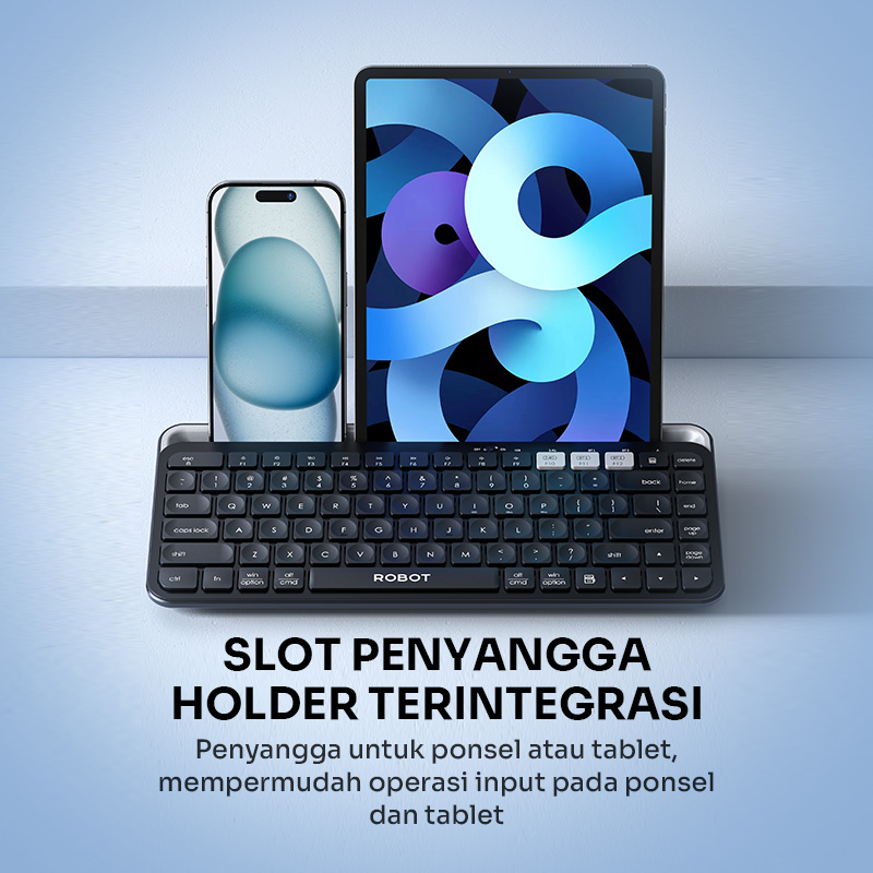Jual ROBOT Keyboard Wireless Bluetooth Holder Slot Penyangga Multi ...