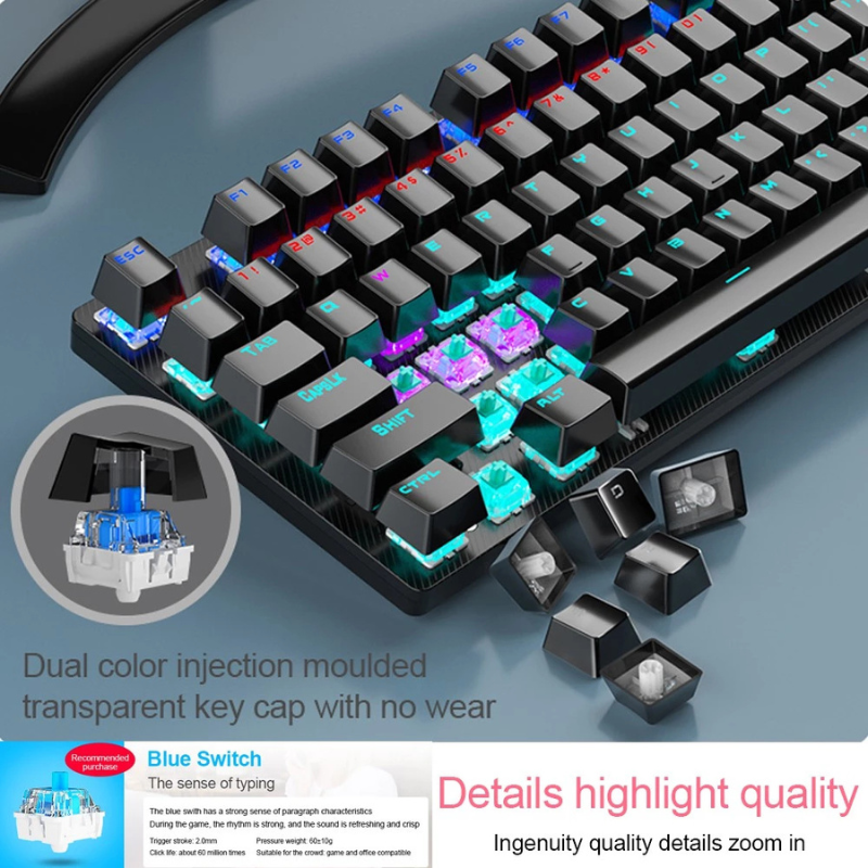 Jual AULA Keyboard Gaming Mechanical Blue Switch Ergonomic 104 Keys S ...