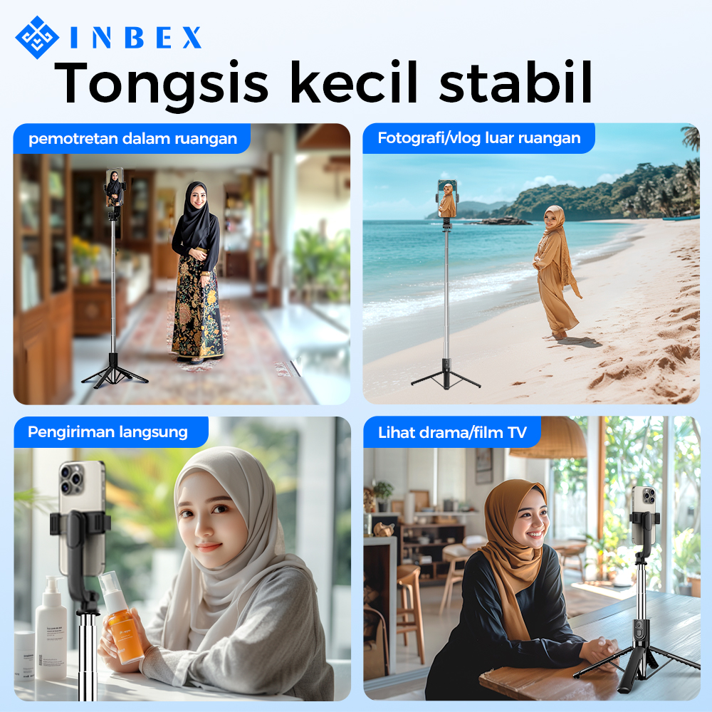 Jual INBEX QT100 Tongsis Tripod Bluetooth 1m Fill light PL4 Tripod ...