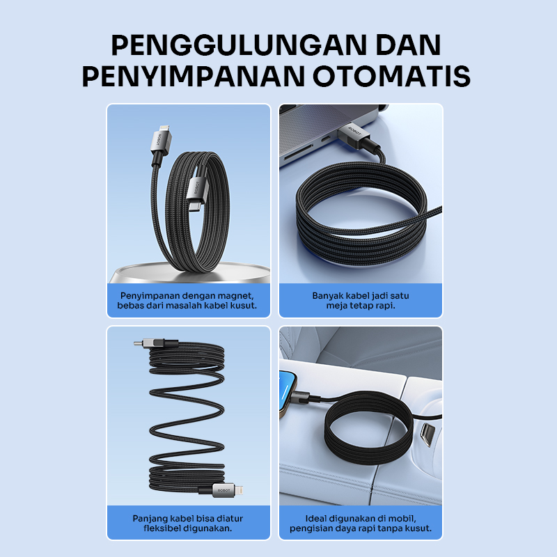 Jual ROBOT Kabel Data Magnetik Fast Charging 65W Kabel Charger Type C ...