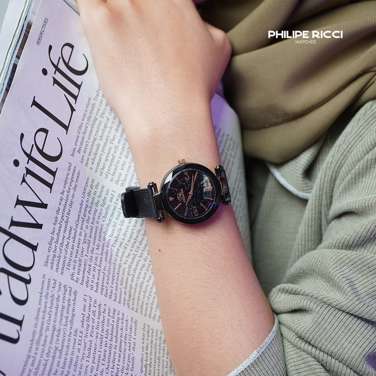 Jual PhiLipe Ricci Jam Tangan Wanita Analog Hitam Kecil Terbaru Simple ...