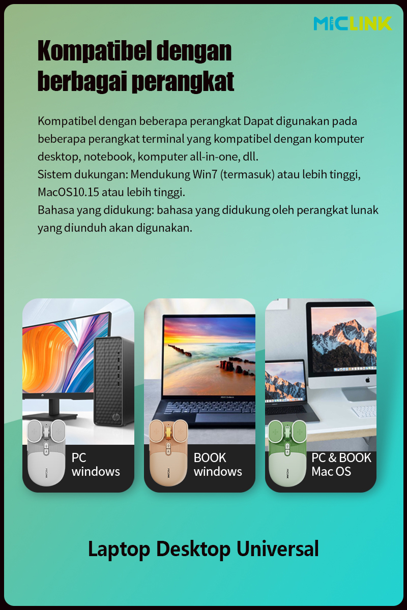 Jual MICLINK - M7 Mouse AI Silent Click / Wireless Bluetooth Mouse ...