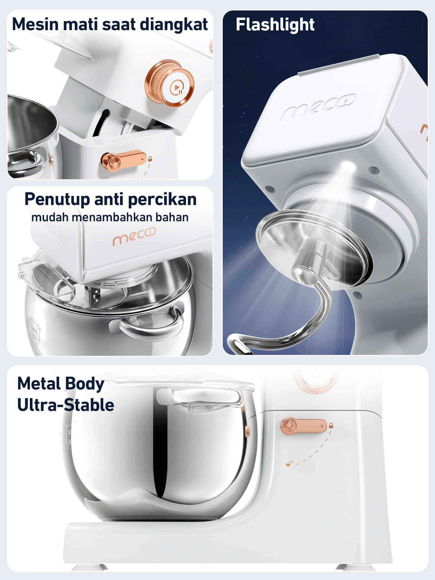 Jual Mecoo Aesthetic Premium Stand Mixer 6 Liter Smart LED Silent Motor ...