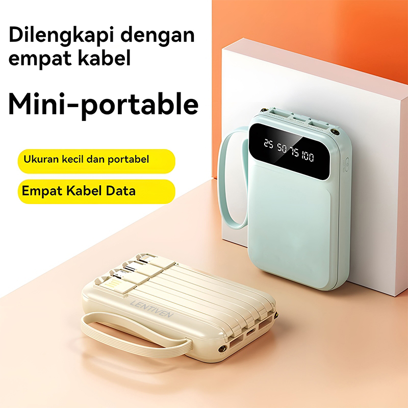 Jual HZSUM LENTIVEN PowerBank 20000mAh Mini With 4 kabel Fast Charging ...