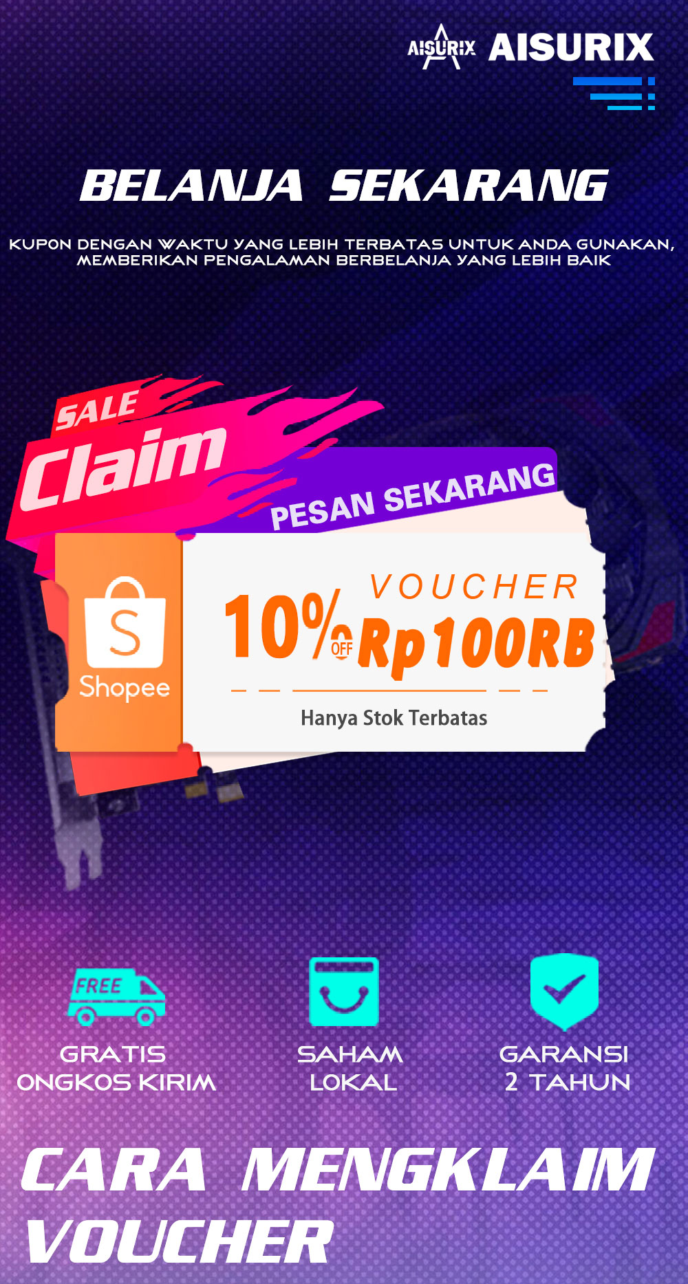 Jual AISURIX RGB Glowing Graphics Card RX 580 8GB DDR5 256Bit 2048SP ...