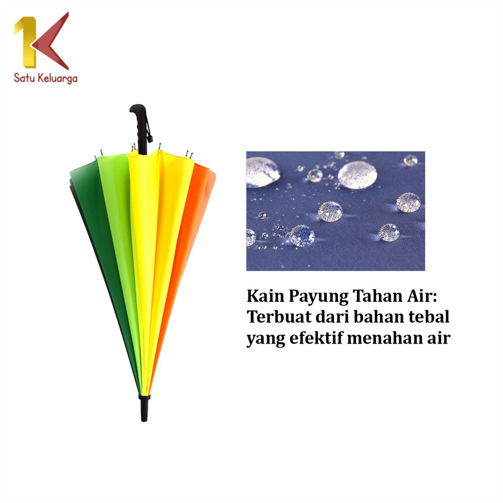 Jual Satu Keluarga Payung 16 Jari Polos Buka Otomatis Gagang Lurus ...