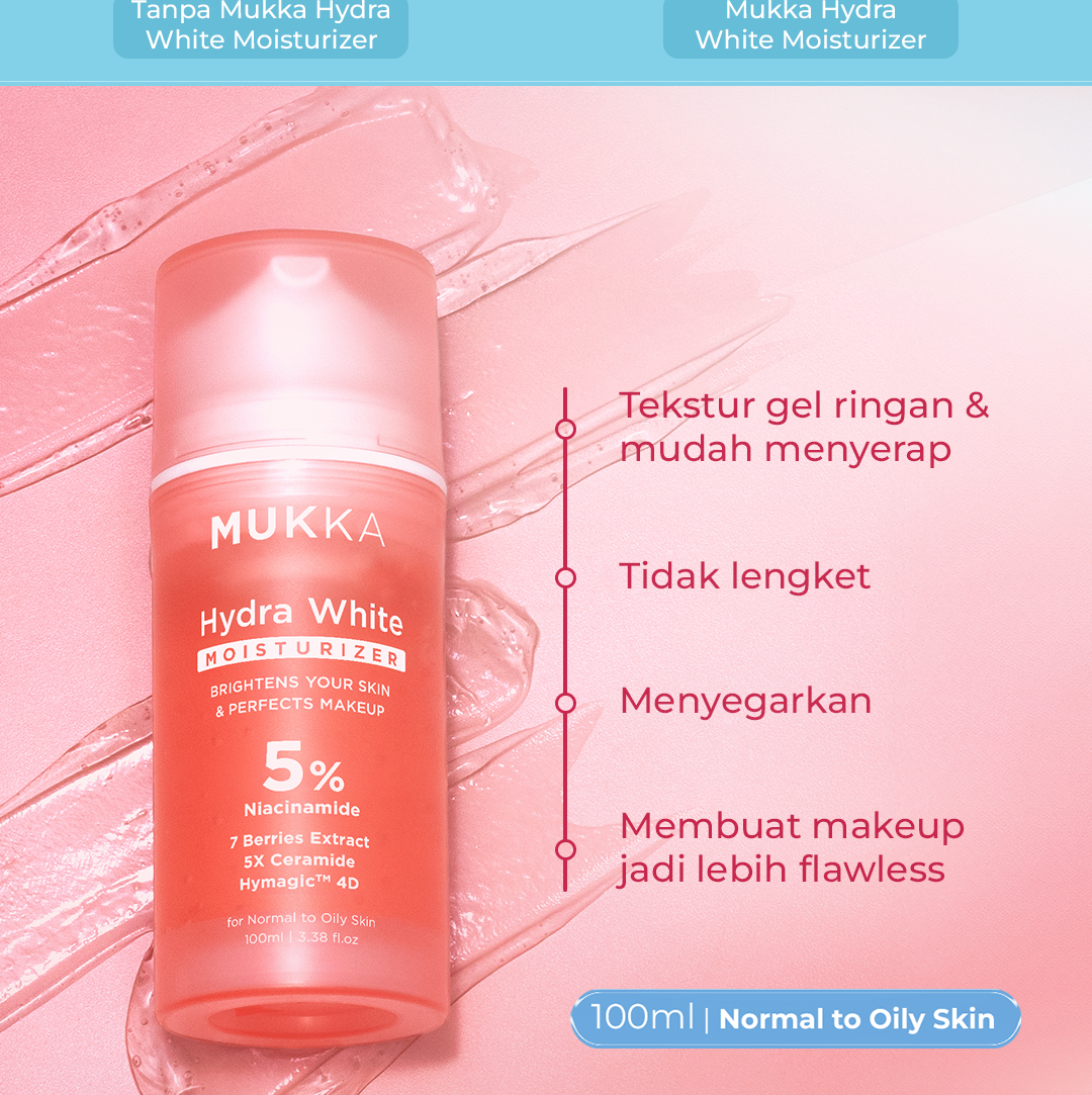 Jual Mukka - 3pcs Hydra White Moisturizer 100ml Pelembap Wajah ...