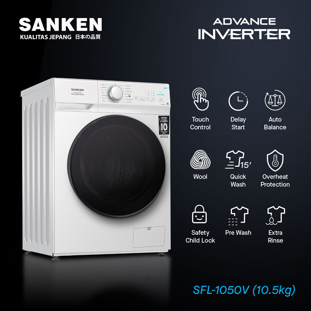 Jual Sanken Mesin Cuci Front Loading 10.5Kg SFL-1050V Putih | Shopee ...