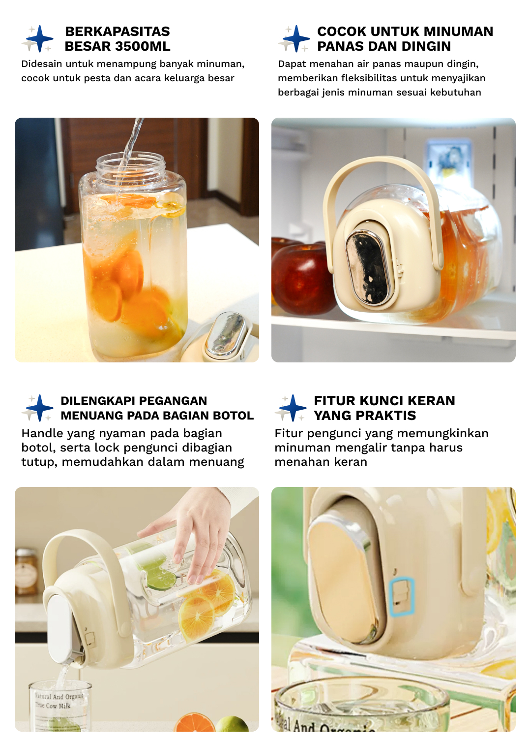 Jual Youware - Miyuki Botol Minum Dispenser Kulkas Dengan Saringan Kapasitas Besar 3500ml ...