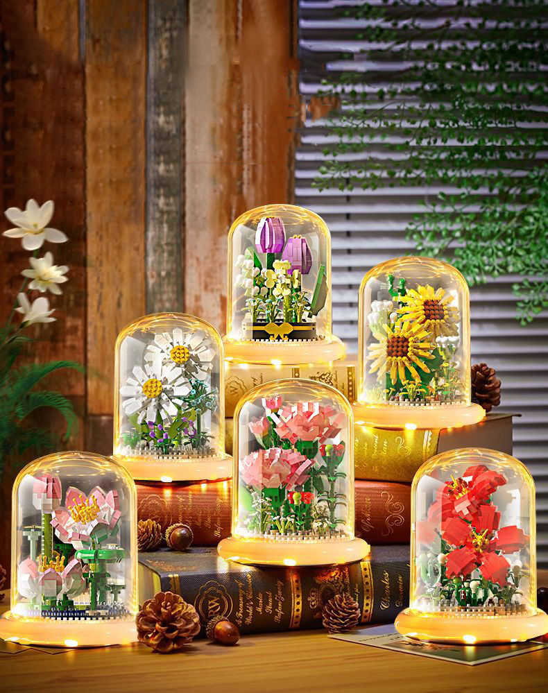 Jual XiNZ Brick Lampu Bunga Nano Block Bunga Mawar Brick Sunflower ...