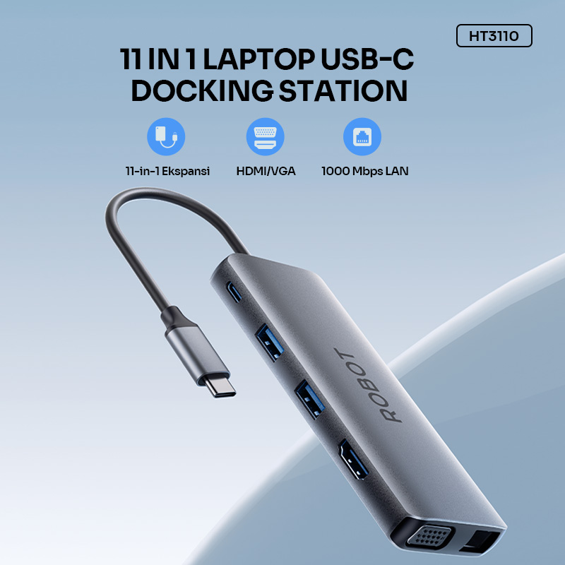 Jual ROBOT USB HUB Converter TYPE-C 11 Port in1 With HDMI VGA HUB ...