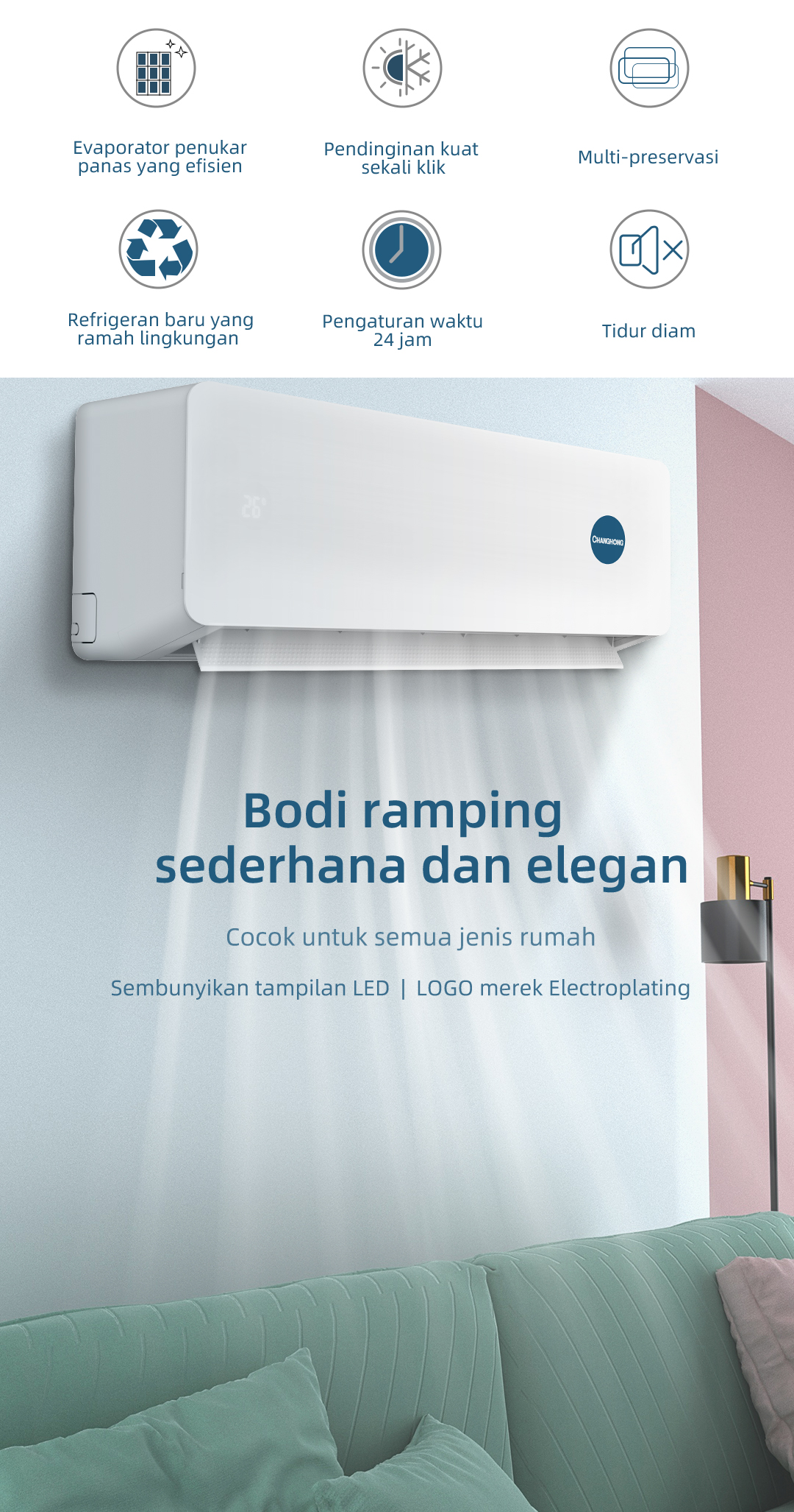 Jual CHANGHONG AC 1/2 PK STANDARD CHOL-05L4 [INDOOR + OUTDOOR UNIT ONLY ...